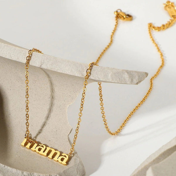 Women's Gold Chain Necklace - Best Mama Letter Chain Necklace for Mom ...